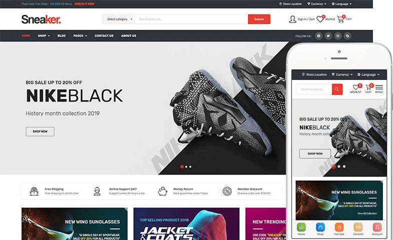 Sneaker Website Template For Shoes Sneaker Stores
